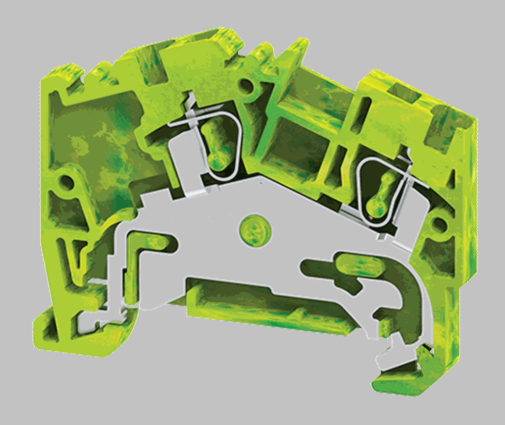 Connectwell AGT2.5 Angular Spring Clamp Ground / Earth Terminal Block ...